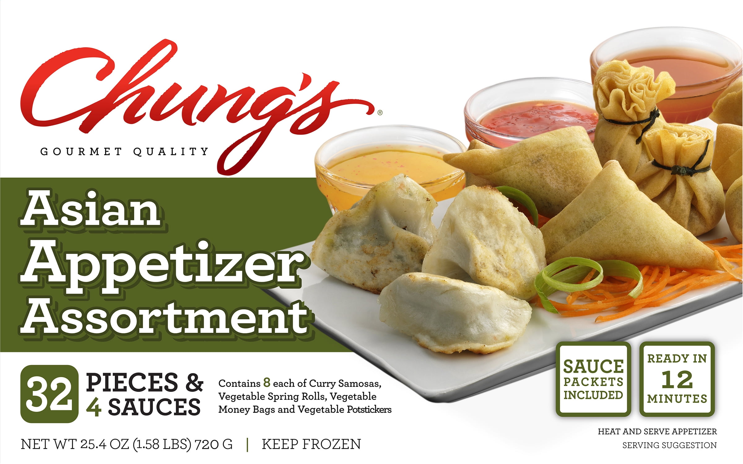 Chung's Asian Assorted Appetizers with Sauce Packets, 25.4 oz, 32 Count ...