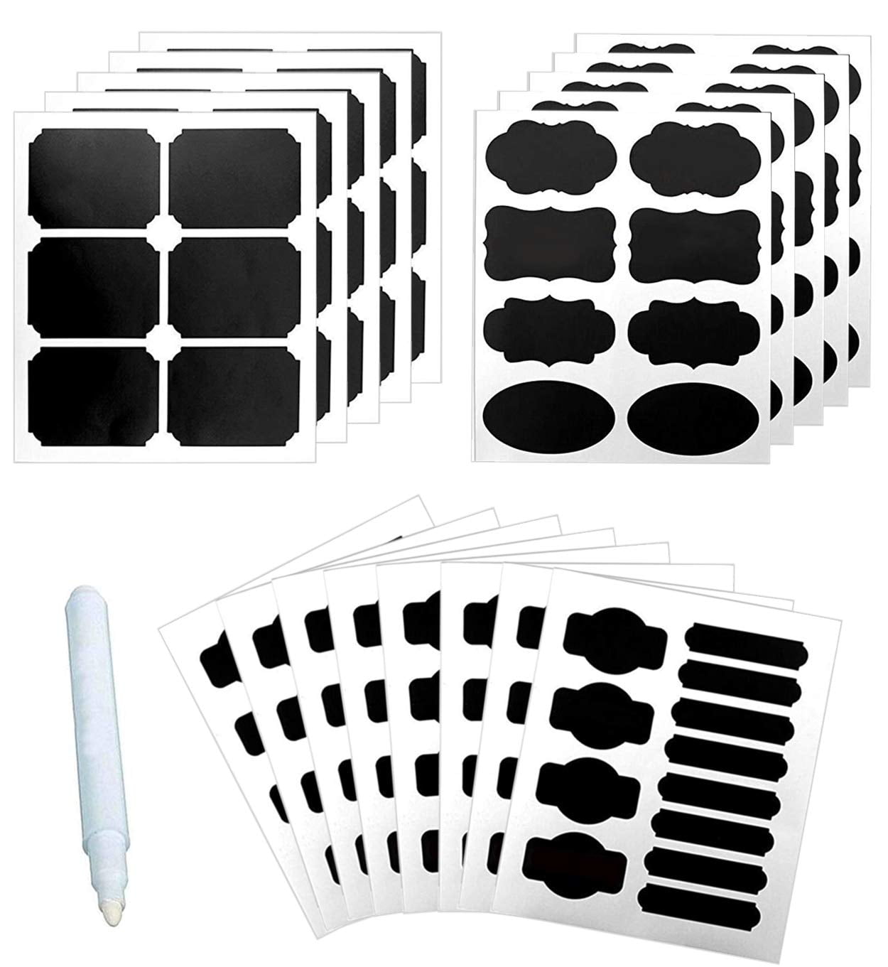 Chunhong Chalkboard Labels 154Pcs Jar Labels with Erasable White Chalk ...