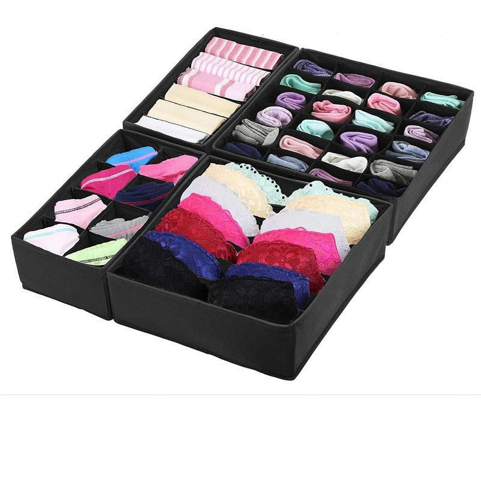 Chunhong Closet Underwear Organizer Drawer Divider 4 Set, BlackCloset ...