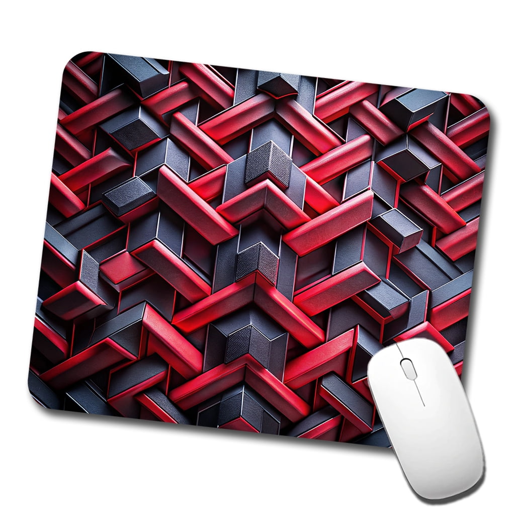 Chunky Angular Black And Red Design Pattern Mouse Pad Low Profile ...