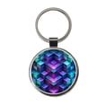 Chunky Angular Blue Purple Green Design Pattern Metal Round Keychain ...