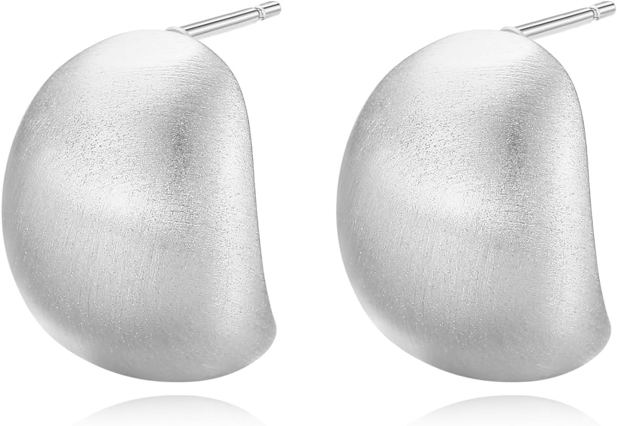 Chunky Brushed Gold Earrings Studs for Women, Matte Gold Earrings for ...