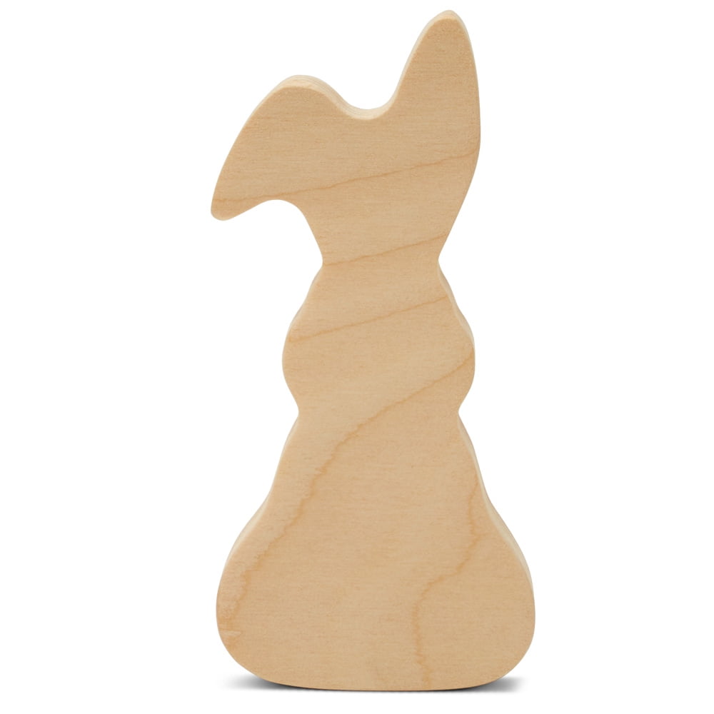 Chunky Bunny Wood Cutouts 4-inch, Pack of 10 Unfinished Wooden Bunny ...