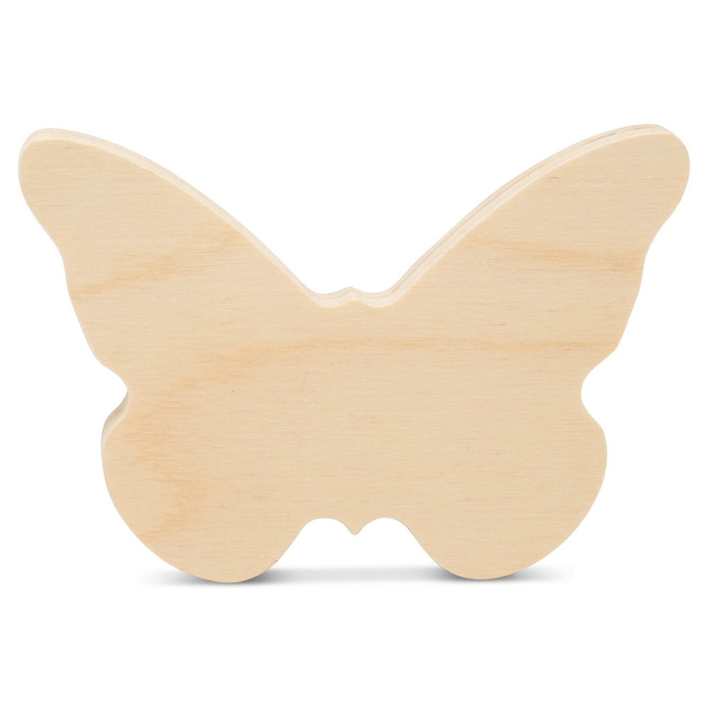 Chunky Butterfly Cutout 4-inch, 1/2 inch Thick, Pack of 50 Wooden ...