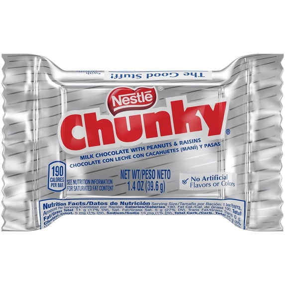 Chunky Candy Bar 1.4 Oz. 24 Ct, Milk Chocolate with Peanuts - Walmart.com