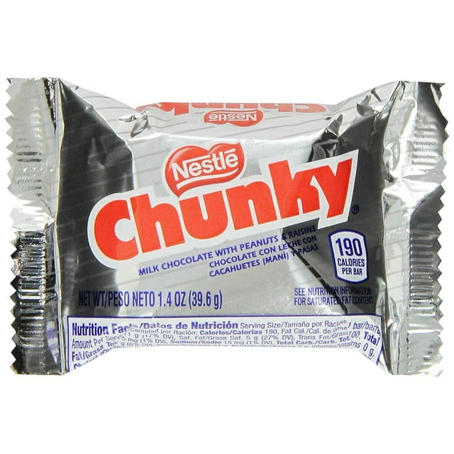 Chunky Candy Bar - Milk Choc Raisins Peanuts - 8 Count - FREE SHIPPING ...