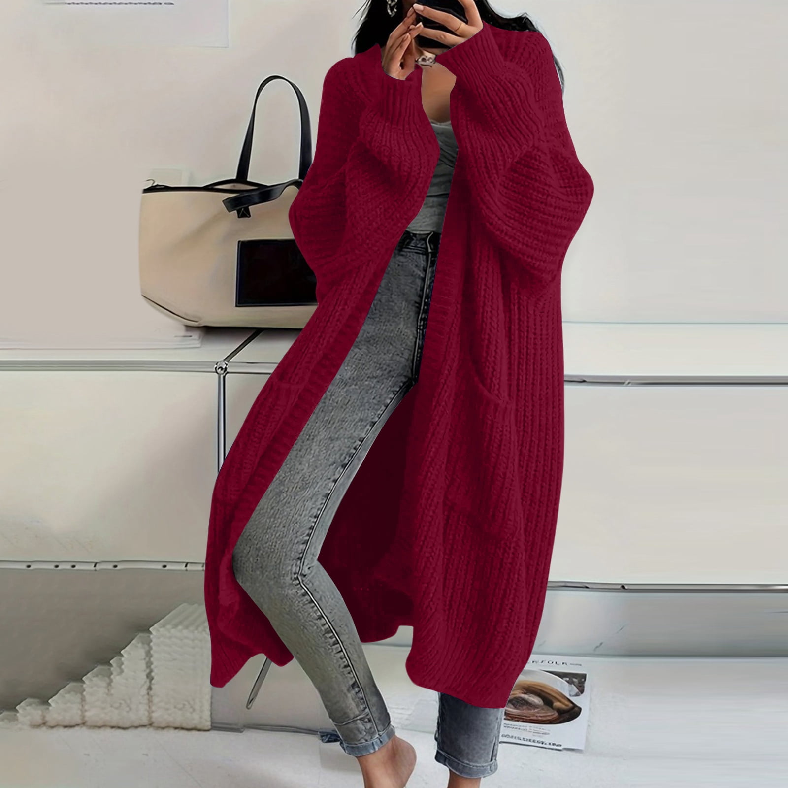 Chunky Cardigan Sweaters for Women Trendy Thick Stylish Cable Knit Long Sleeve Cardigan with ...