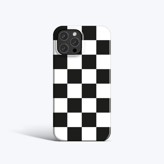 Chunky Check Black White Retro Pattern iPhone Case 17 16 15 14 13 12 11 ...