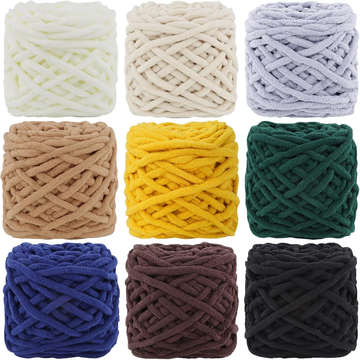 Chunky Chenille Yarn 9 (443 Yards)-Thick Soft Yarn for Crocheting Hand ...