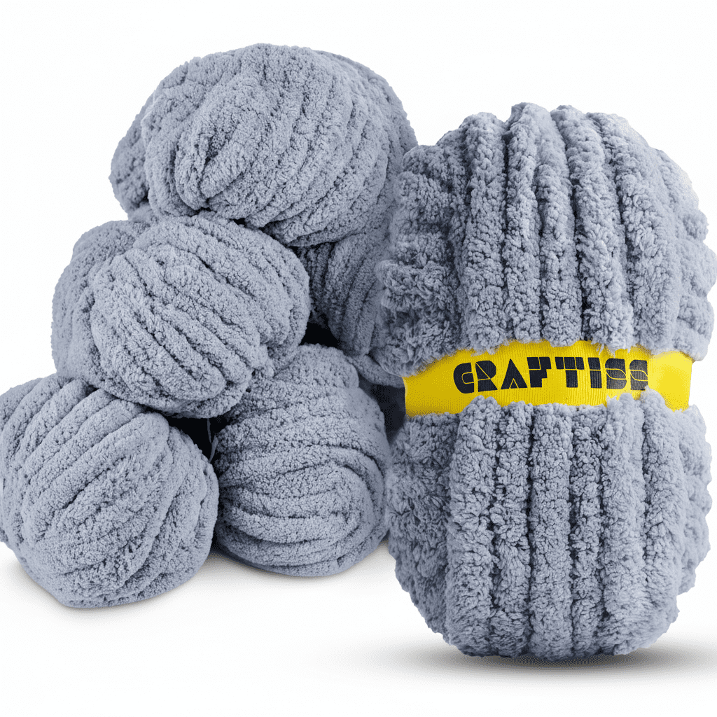 Craftiss Chunky Chenille Yarn for Crochet 8 Rolls - Jumbo 7 Weight (27 ...