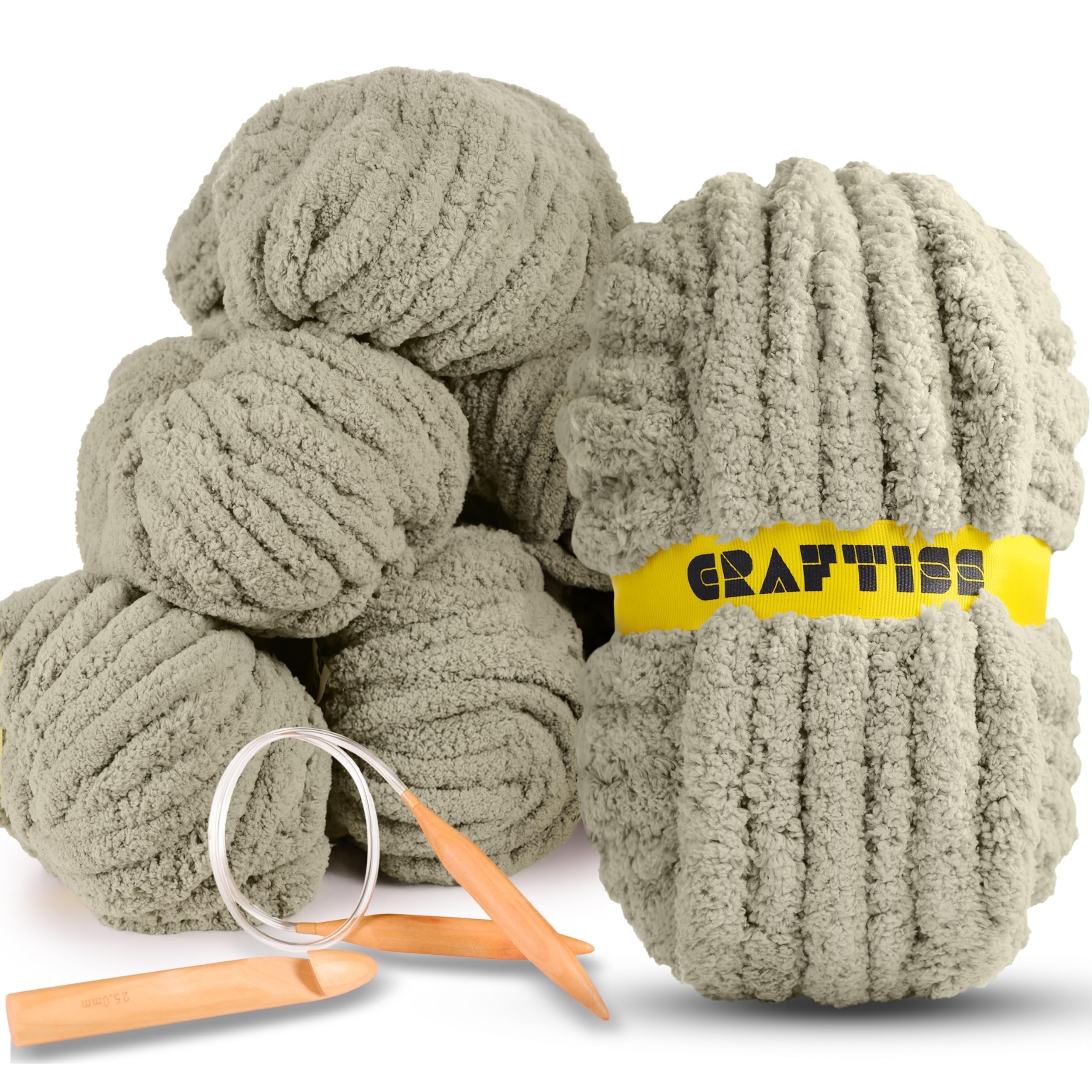 Chunky Chenille Yarn for Crocheting - 8 Jumbo Skeins (27 yds, 8 oz Each ...