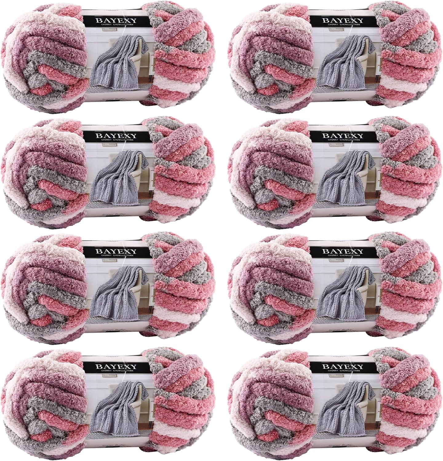Chunky Chenille Yarn for Hand Knitting 8 Jumbo Pack Jumbo Chunky Yarn ...