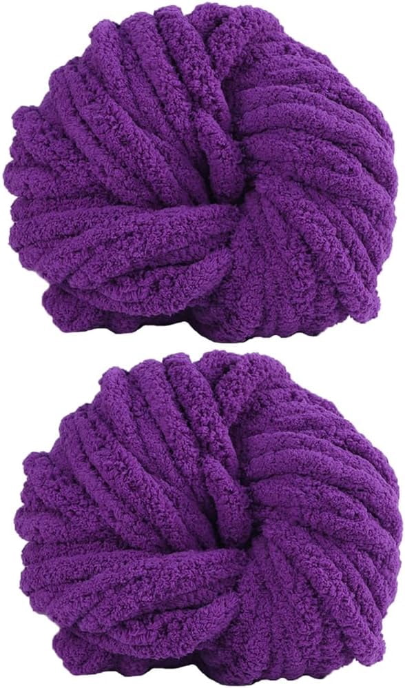 Chunky Chenille Yarn for Crocheting Blanket Bulky Thick Fluffy Yarn ...