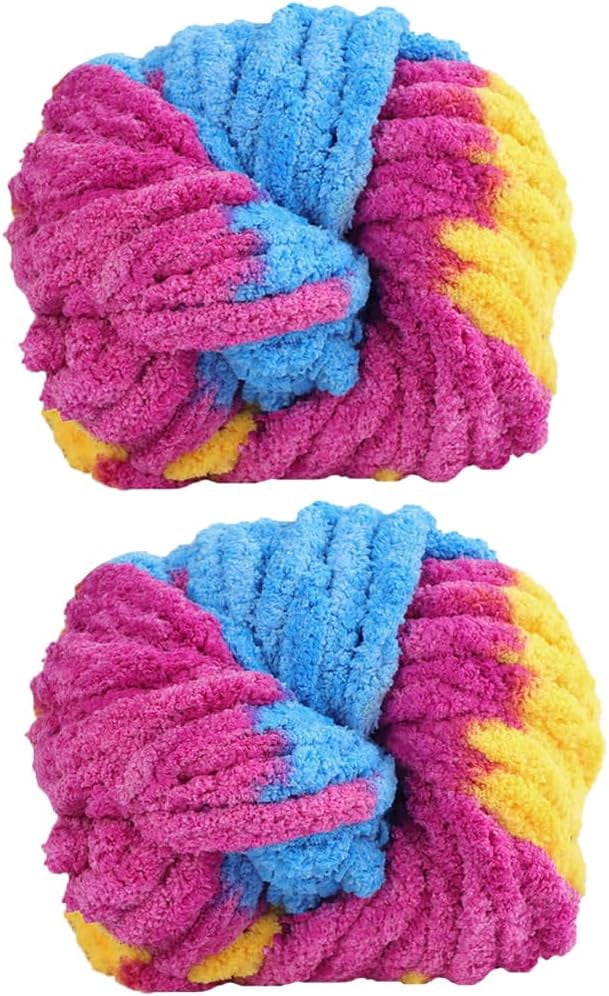 Chunky Chenille Yarn for Crocheting Blanket Bulky Thick Fluffy Yarn ...