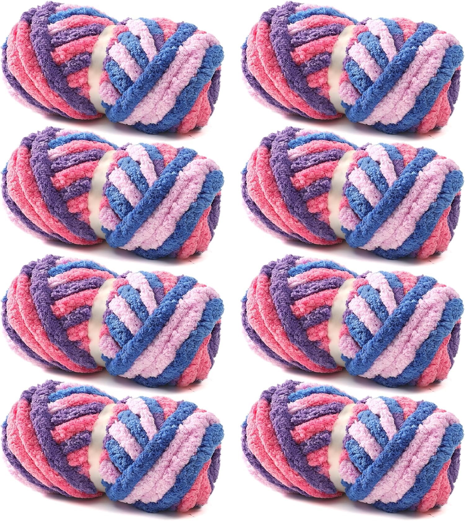 Chunky Chenille Yarn for Hand Knitting 8 Pack Chunky Yarn for Hand Soft ...