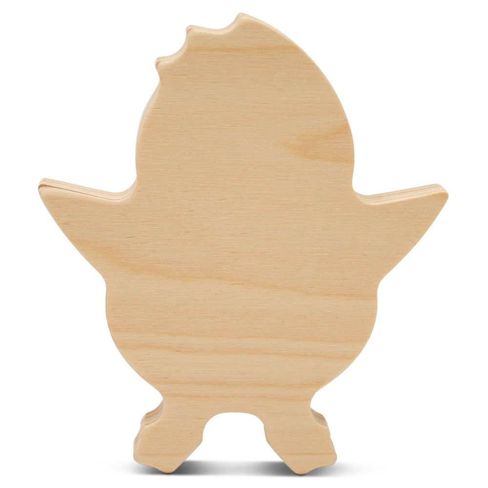Chunky Chick Cutout 4-inch, Pack of 5 Nature Themed Mini Chicken Wood ...