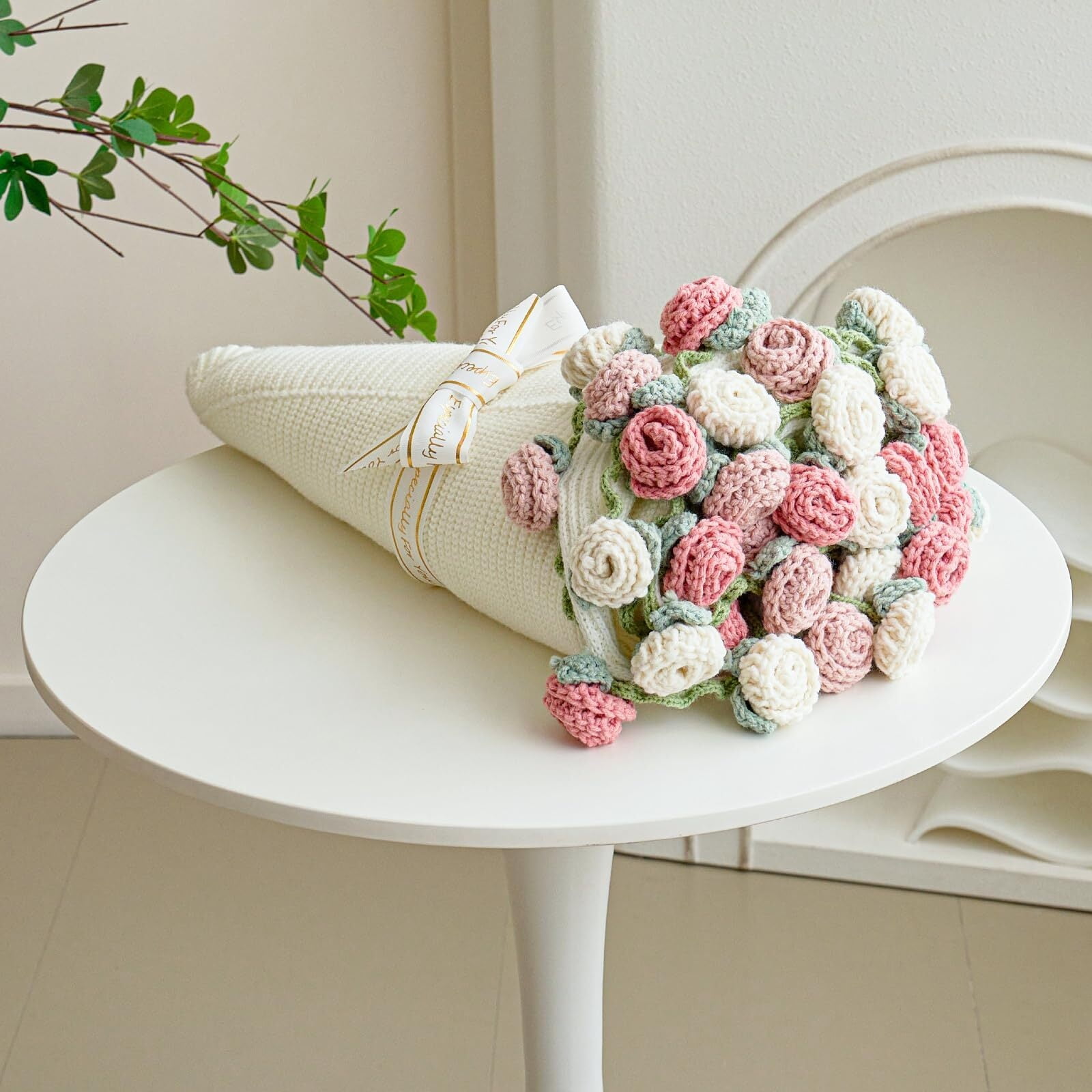 Chunky Crochet Rose Flower Bouquet Blanket, Handmade Crochet Throw with ...