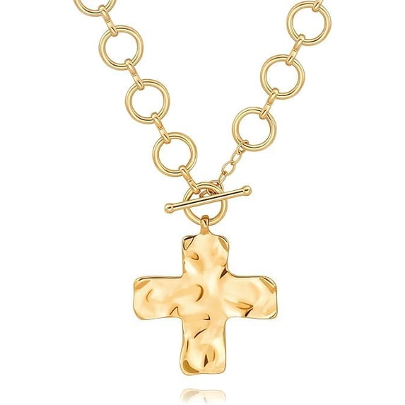 Chunky Cross Necklace for Women - Gold Large Bold Statement Cross ...