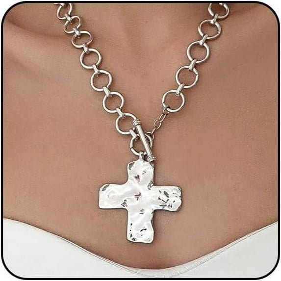 Chunky Cross Necklace for Women Statement Necklace Big Cross Pendant ...