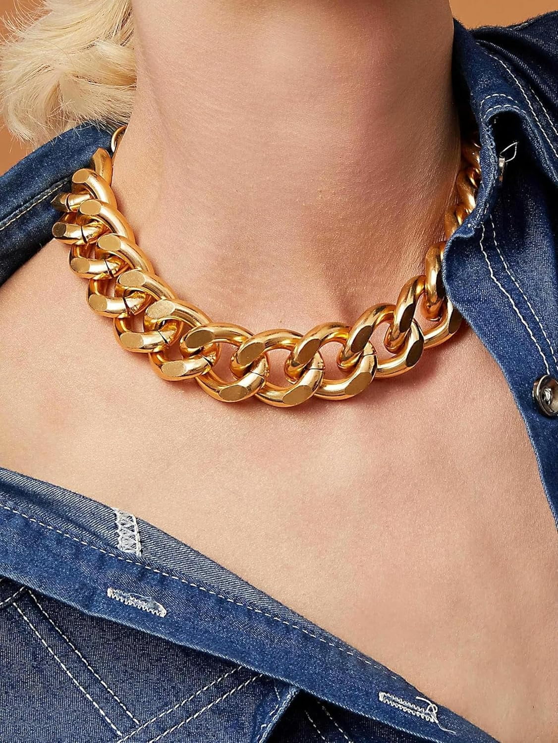 Chunky Excellent Golden Color Chain Necklace for Women Jewelry for ...