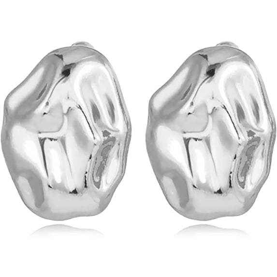 Chunky Geometric Clip On Earrings for Women Trendy Gold-Plated Thick ...