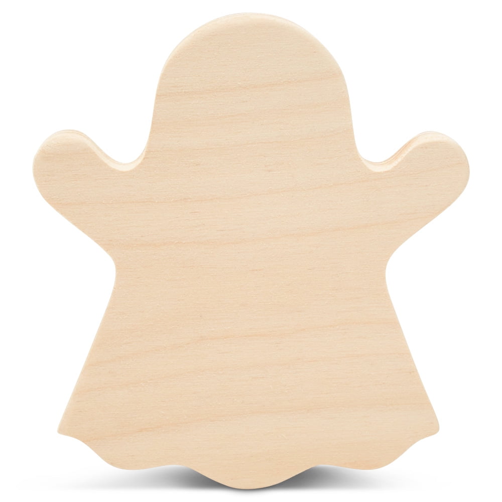 Chunky Ghost Wooden Cutout 4 x 3-1/2-inch, Pack of 2 Craft Ghosts ...