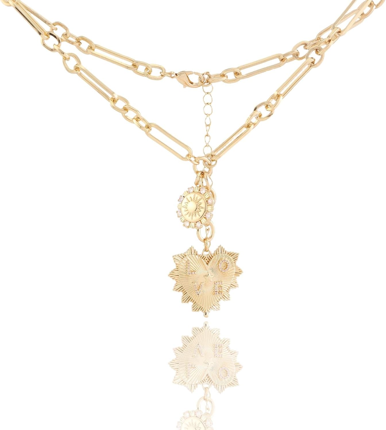 Chunky Gold Charm Heart Necklace for Women & Teens - 18K Gold-Plated ...