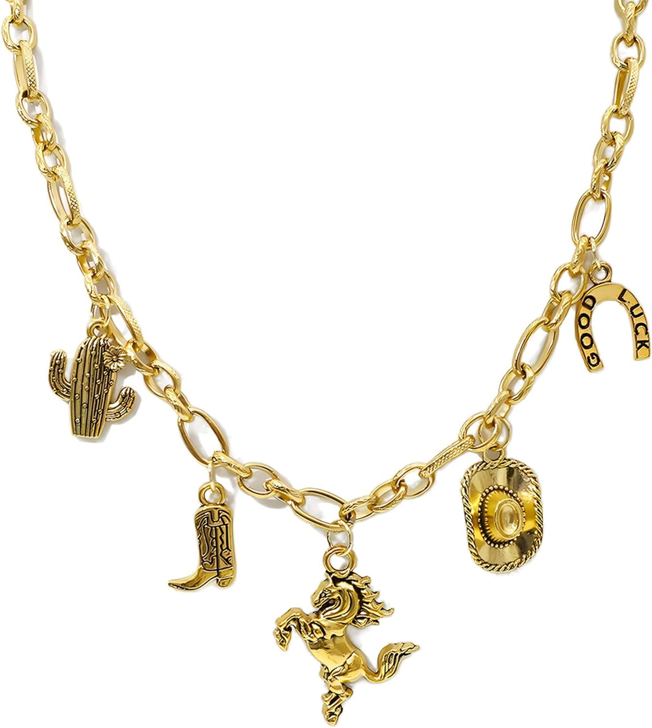 Chunky Gold Charm Necklace for Women DIY Fruit Seashell Beach Charm ...