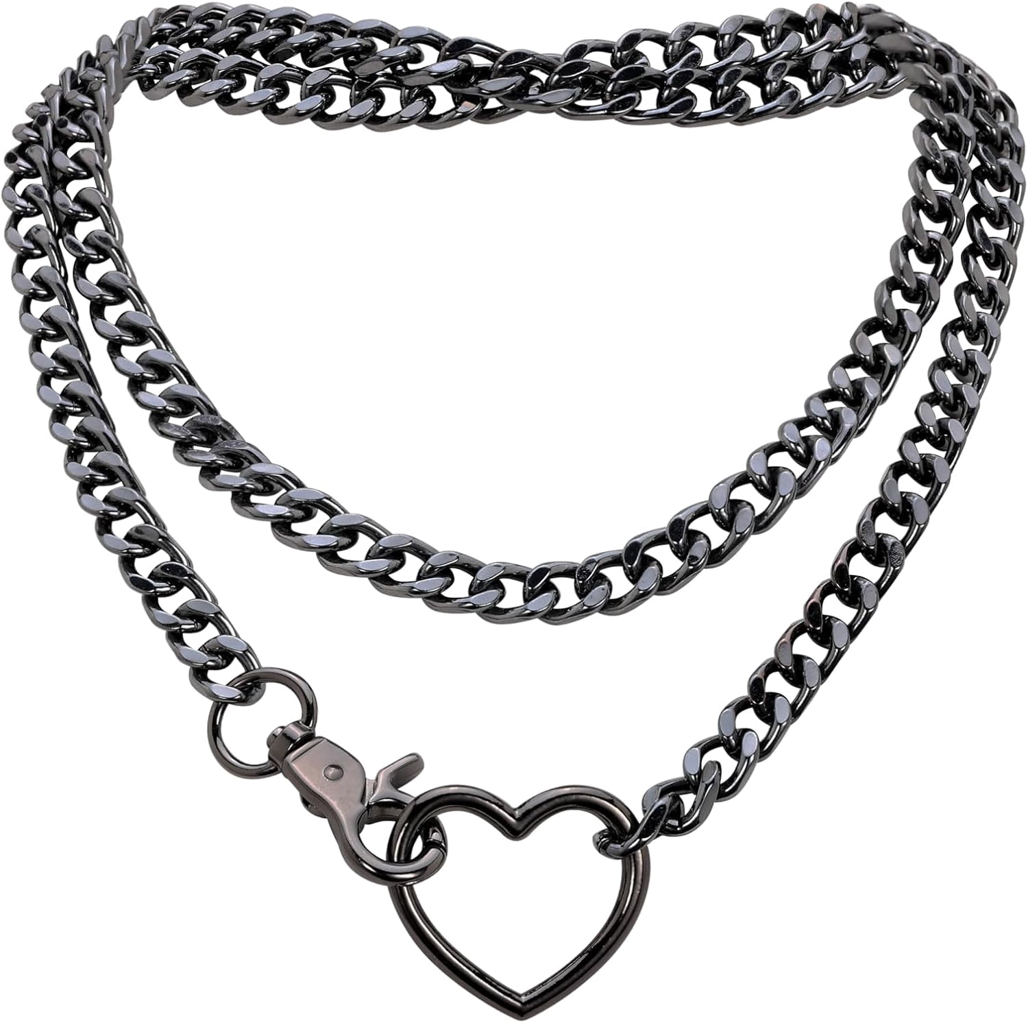 Chunky Gold Choker Necklaces for Women, Long Gold Chain Heart Necklace ...