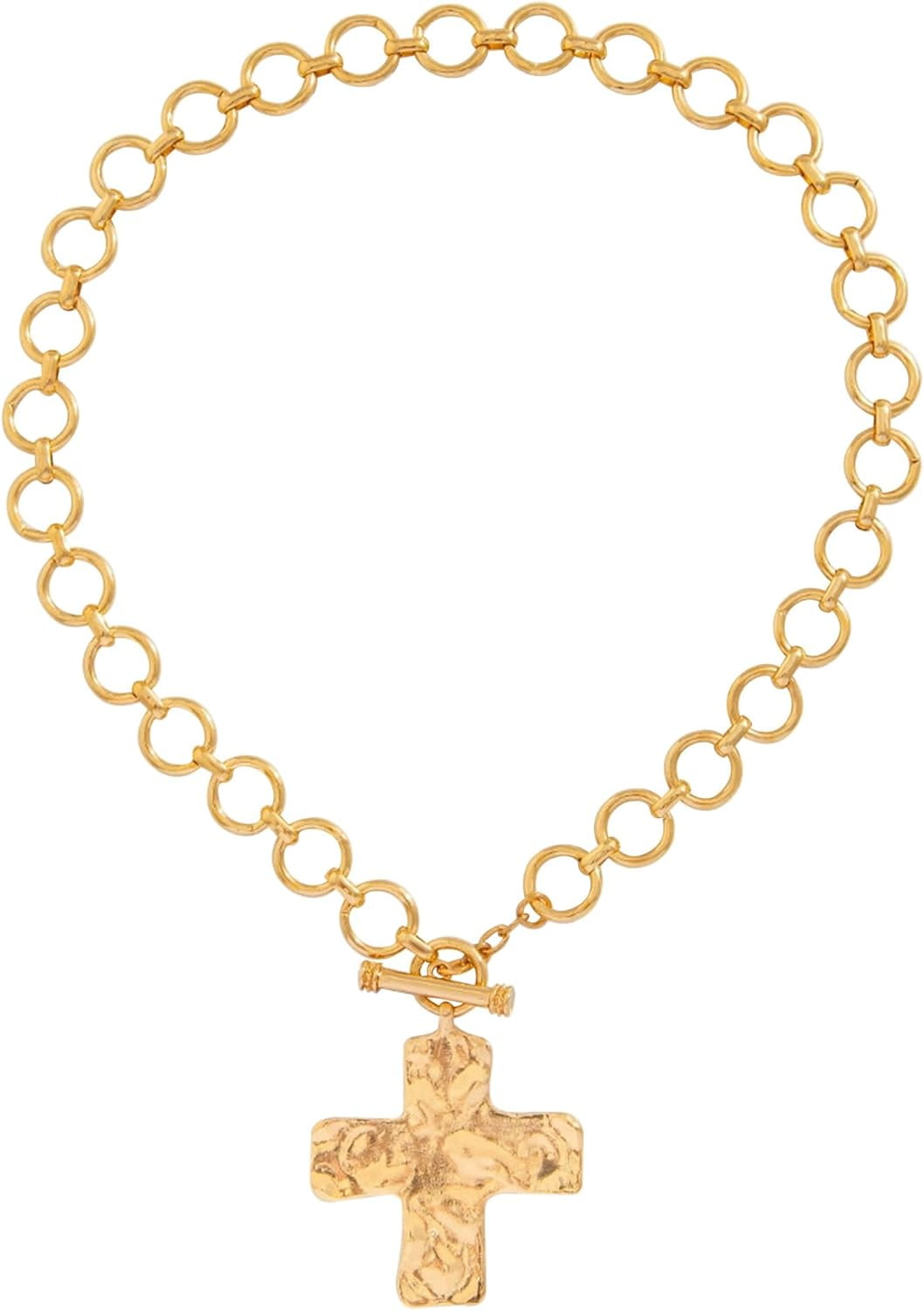 Chunky Gold Cross Necklaces for Women Gold Hammered Statement Necklace ...
