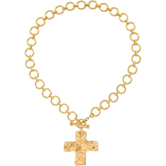 Chunky Gold Cross Necklaces for Women Gold Hammered Statement Necklace ...