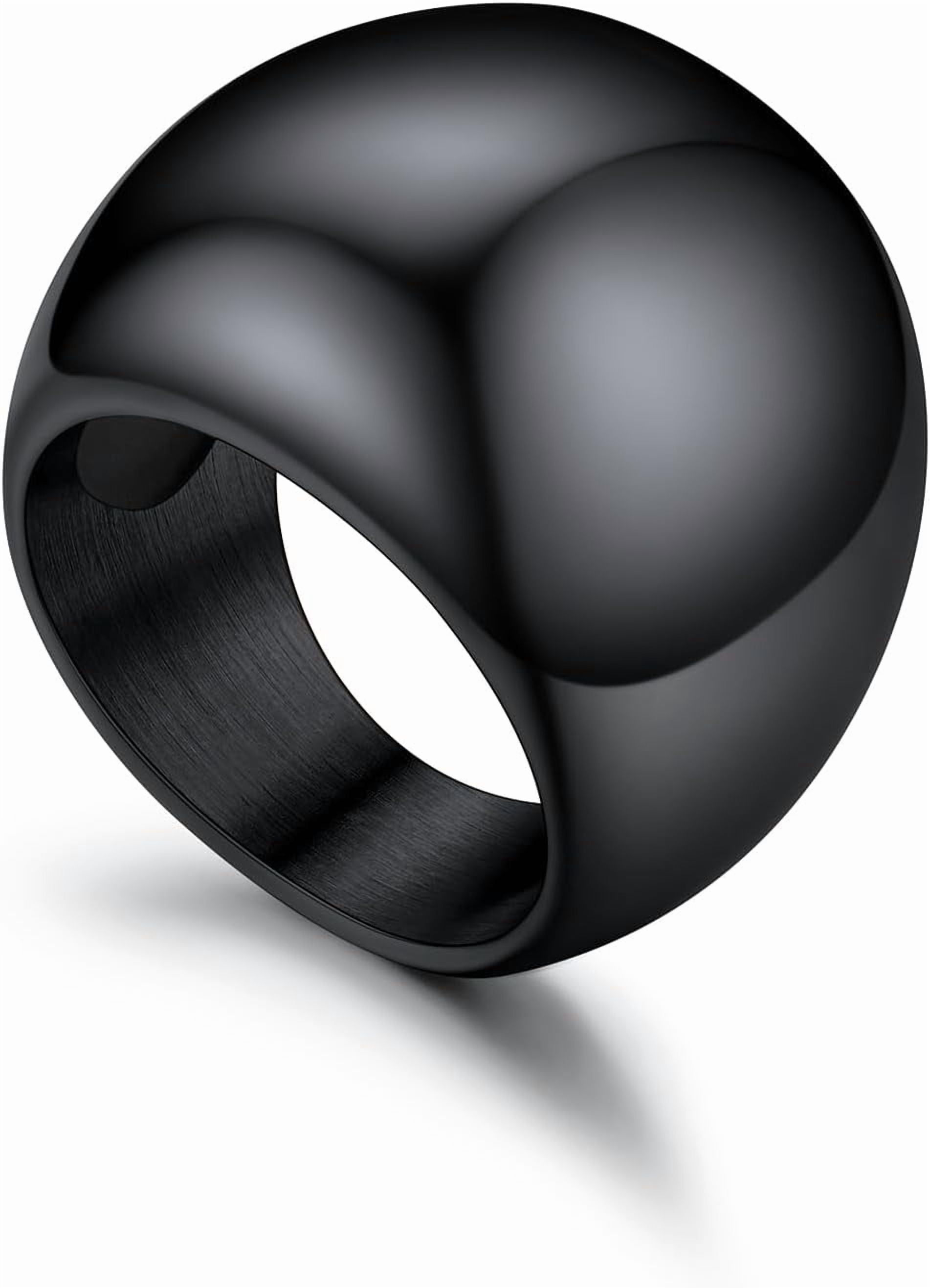 Chunky Gold Dome Rings for Women, Stainless Steel/18KGold Plated/Black ...