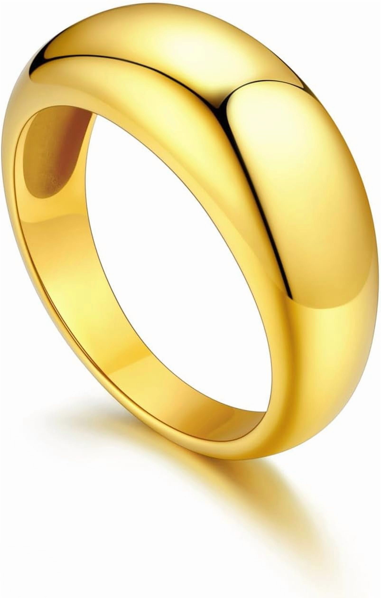 Chunky Gold Dome Rings for Women, Stainless Steel/18KGold Plated/Black ...