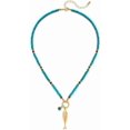 Chunky Gold Fish Pendant Necklace For Women Long Silk Scarf Turquoise ...