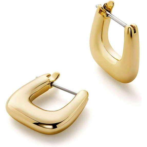 Chunky Gold Hoop Earrings for Women, 14k Gold Plated Thick Triple Hoop ...