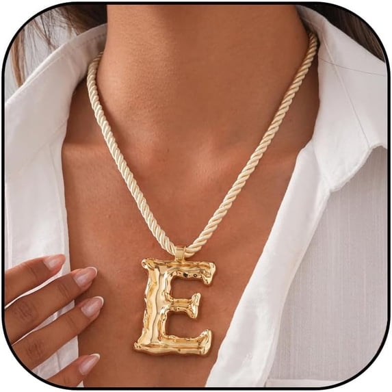 Chunky Gold Letter Necklace for Women Trendy Non Tarnish Big Large ...