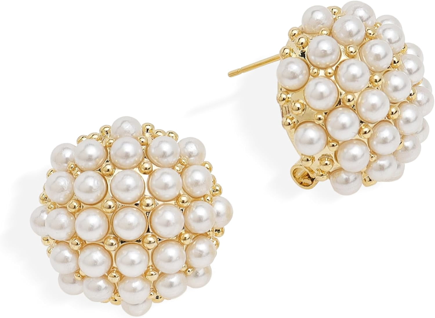 Chunky Gold Life Tree Pearl Stud Earrings for Women, Trendy Statement ...