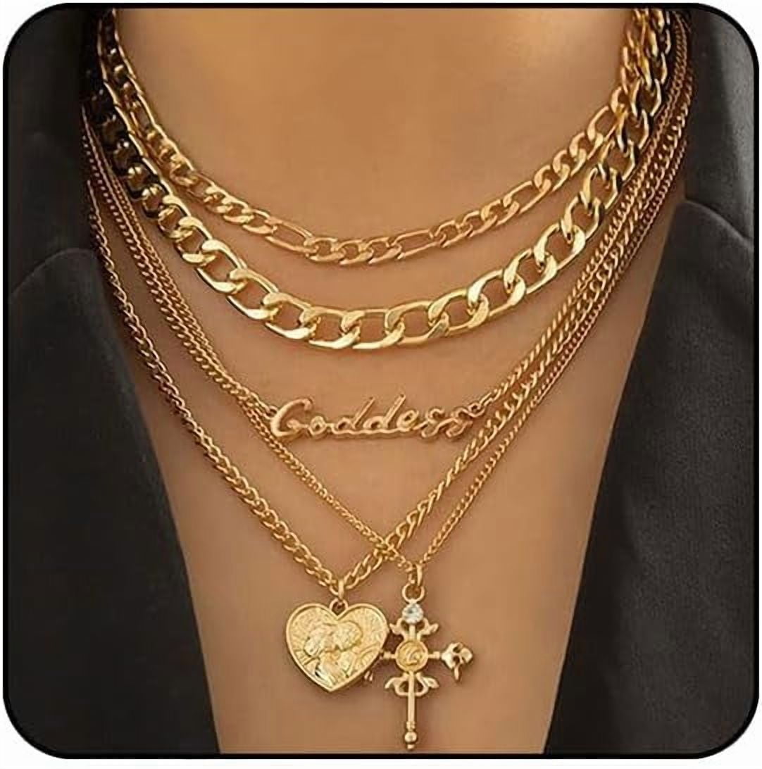 Chunky Gold Necklace Stack Layered Gold Necklaces for Women Non Tarnish ...