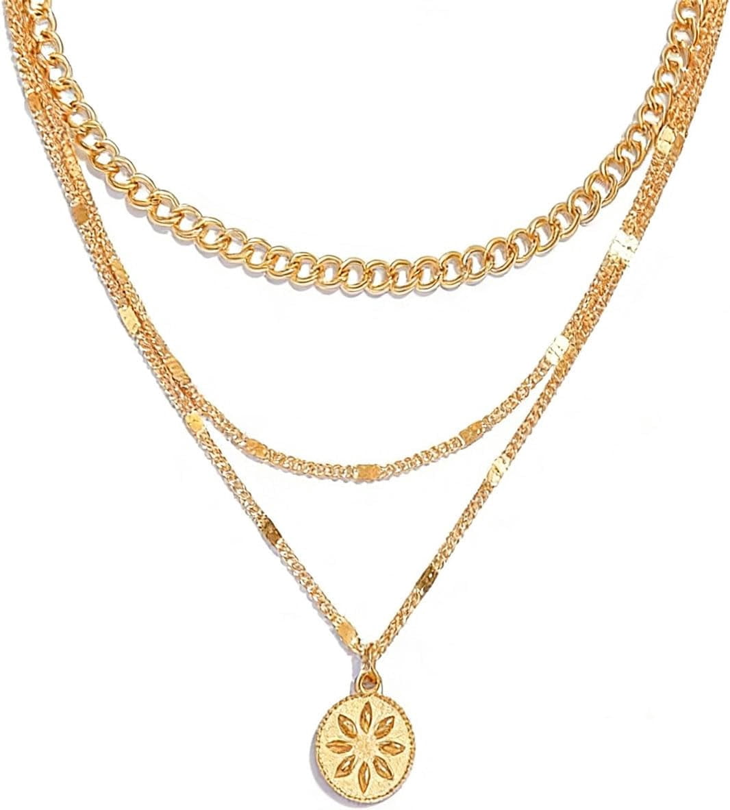 Chunky Gold Necklace Stack for Women Layered Necklaces for Women Silver ...