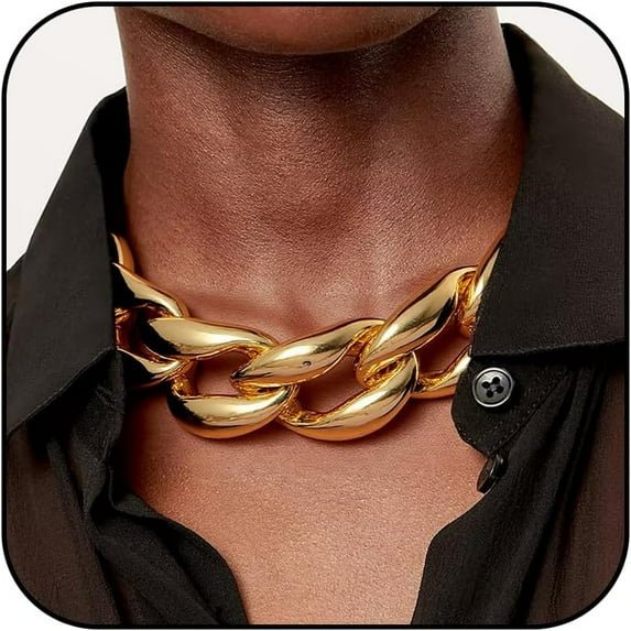 Chunky Gold Necklace Statement Necklace for Women Punk Chain Chunky ...