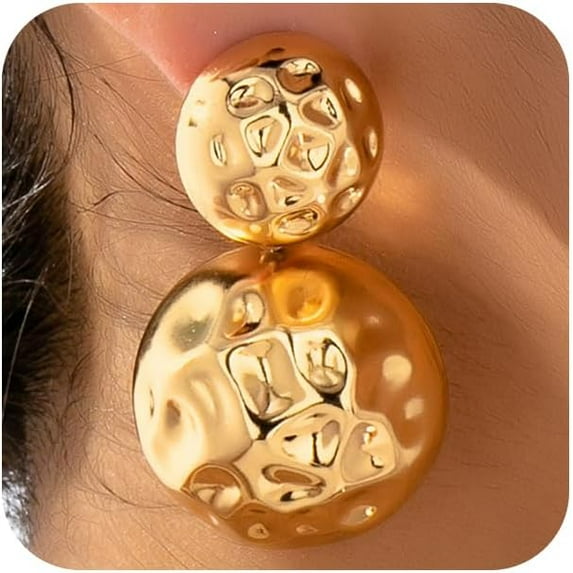 Chunky Gold Silver Teardrop Dangling Earring for Women, Large Retro ...