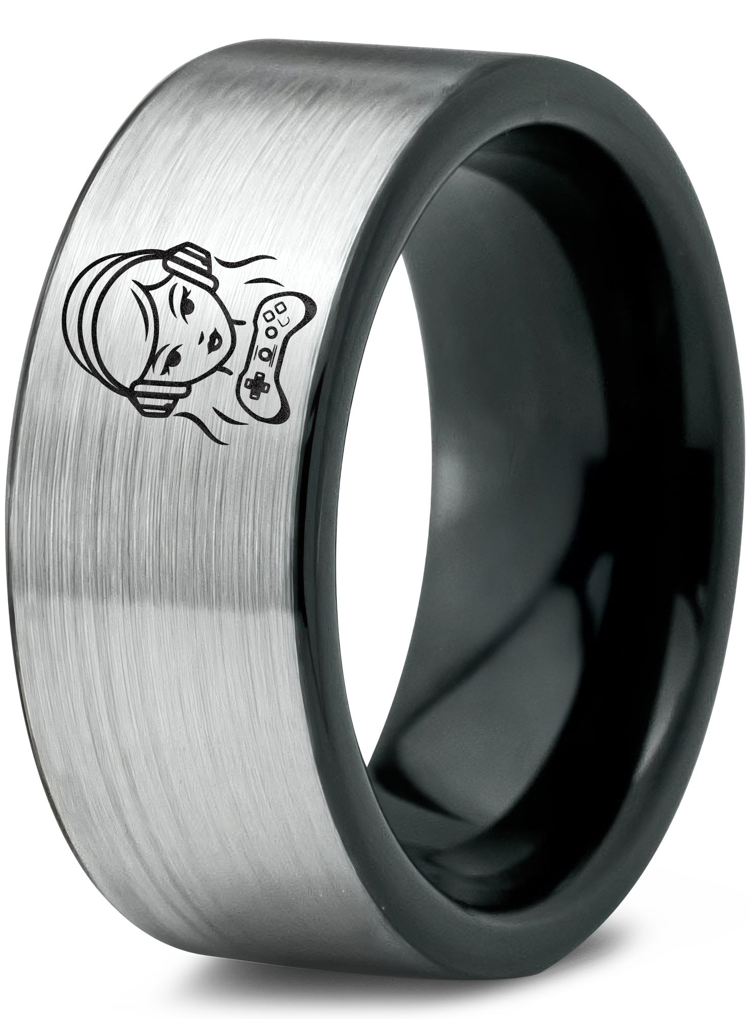 Jewelry Grey Gamer Birthday Gifts Tungsten Ring Fathers Day 15 Year ...