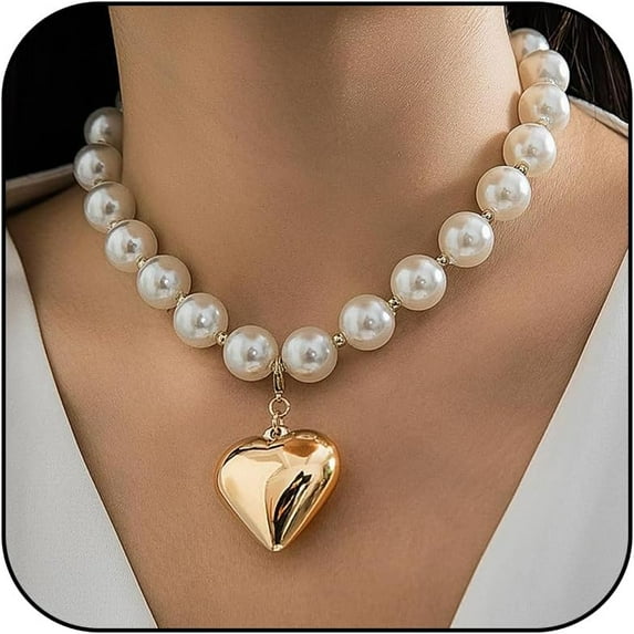 Chunky Heart Necklace Chunky Gold Pendant Necklaces for Women Trendy ...