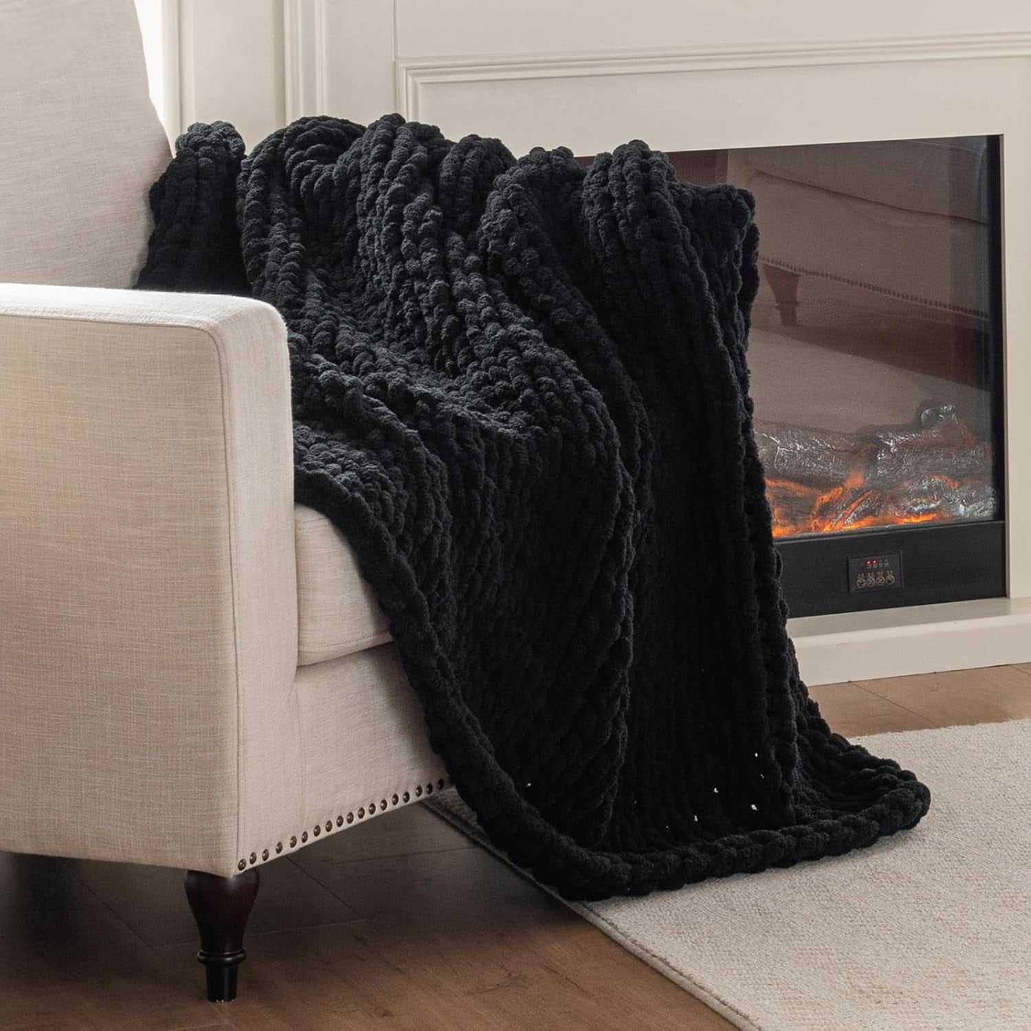 Chunky Knit Blanket Throw, 100% Hand Knit Throw Blanket Handmade ...