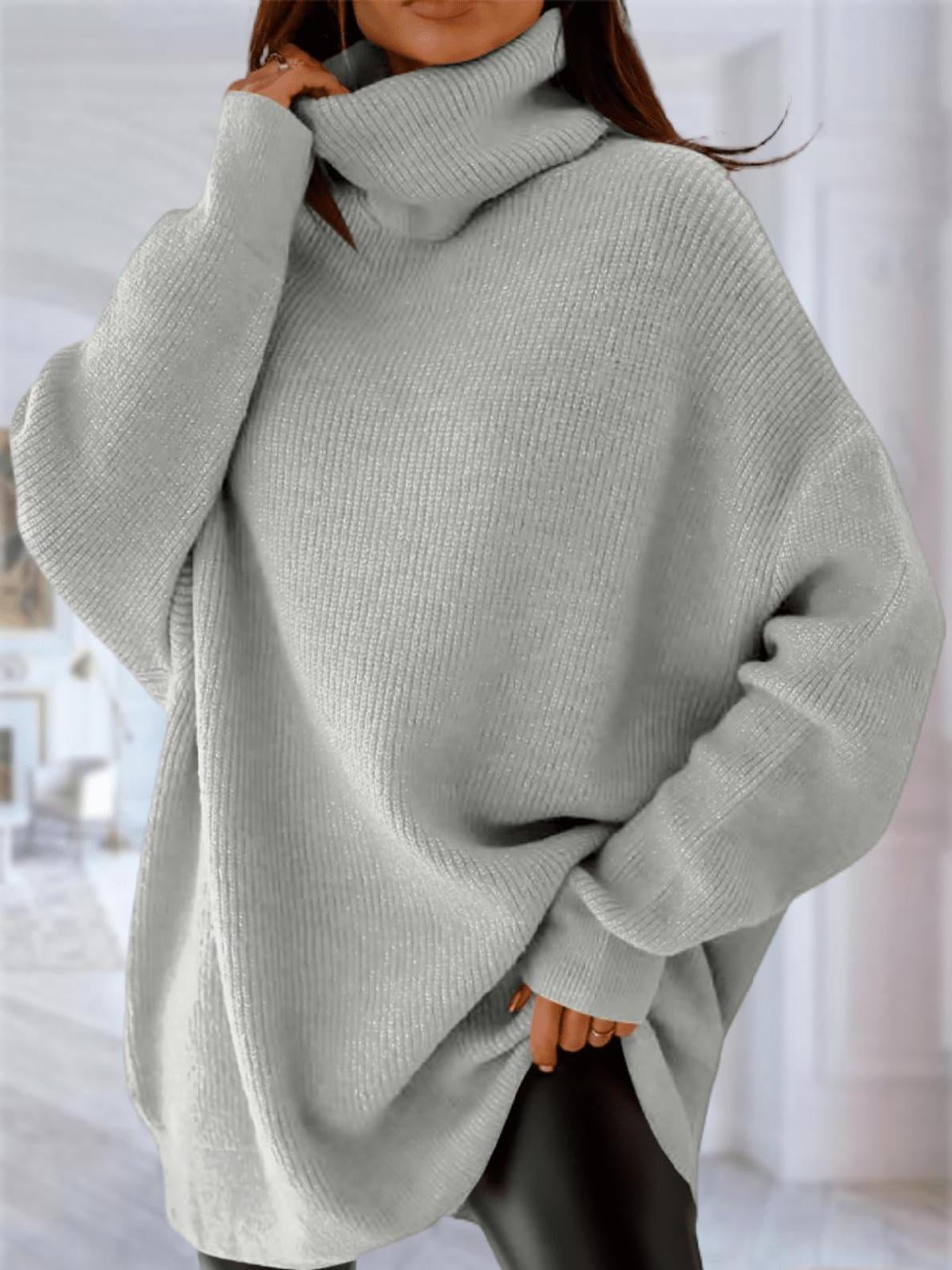 Chunky Knit Womens Pullover Sweater with Oversized Batwing Sleeve, Soft ...