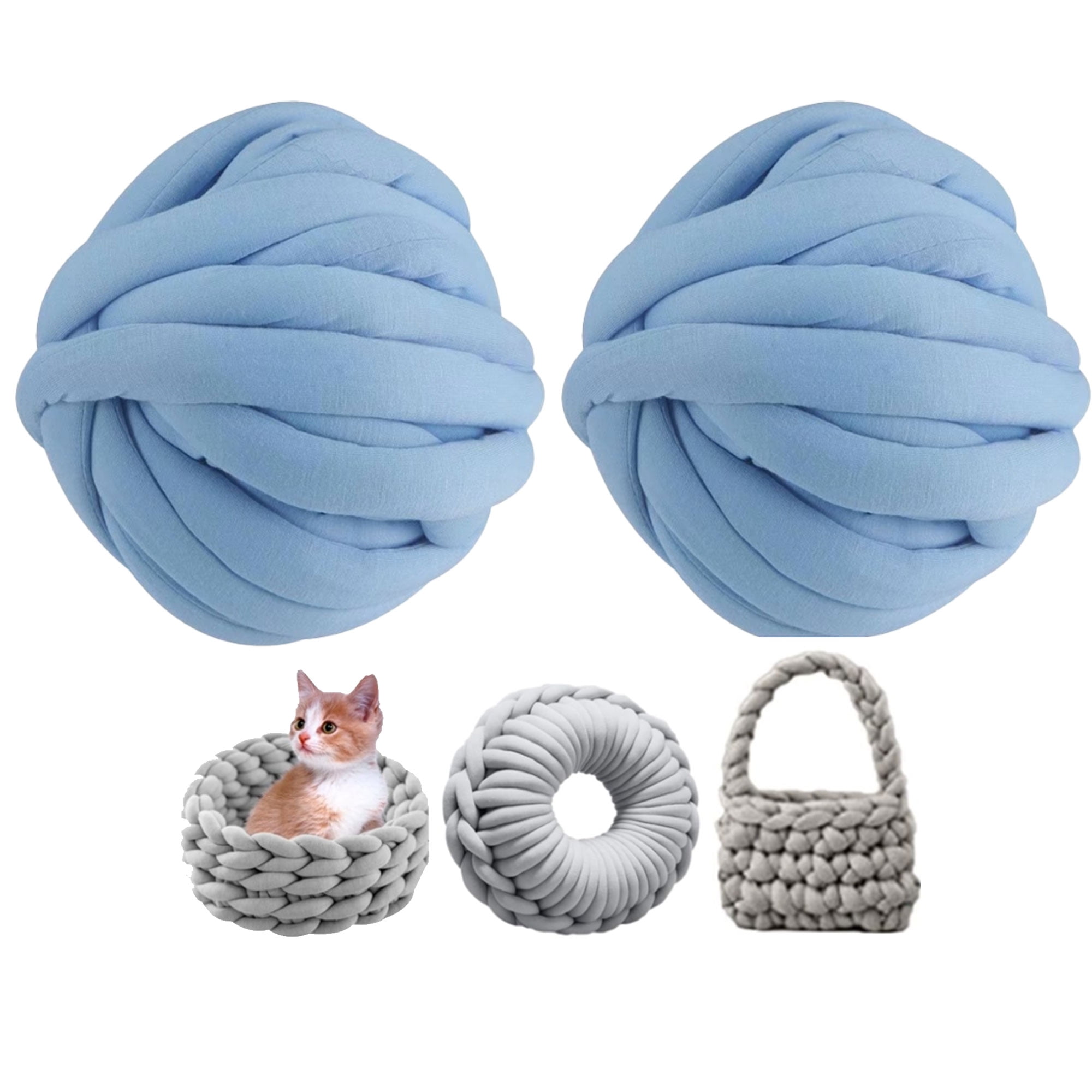 Chunky Knit Yarn for Hand Knitting Blankets, Super Soft Big Jumbo ...