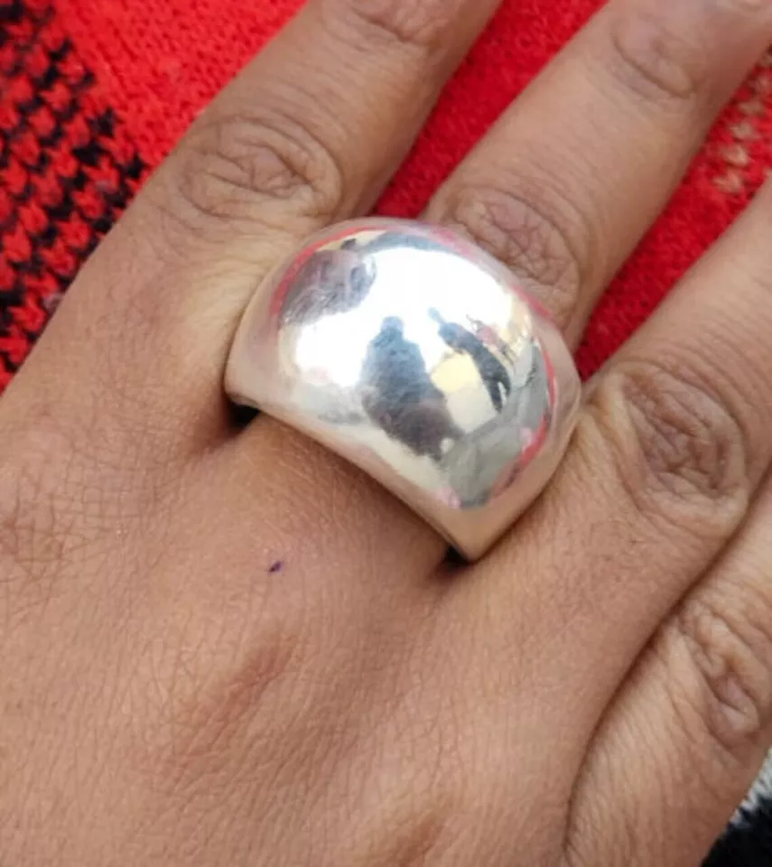 Chunky Large Domed Ring 925 Sterling Silver Ring Thick Wide Band ...