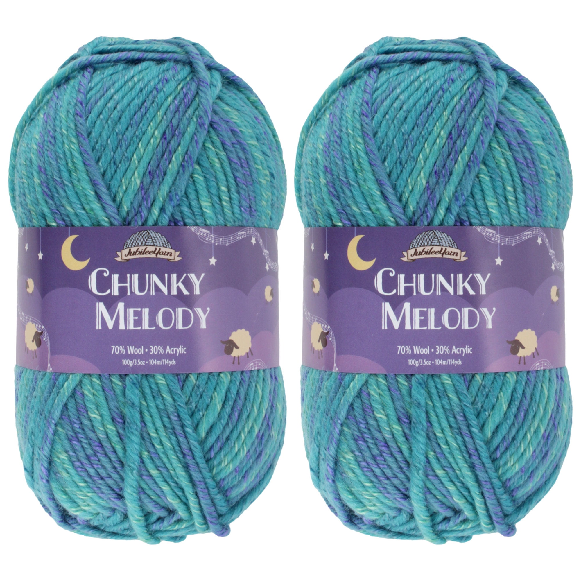 JubileeYarn Chunky Melody Yarn - 100g/Skein Bulky Wool Blend ...