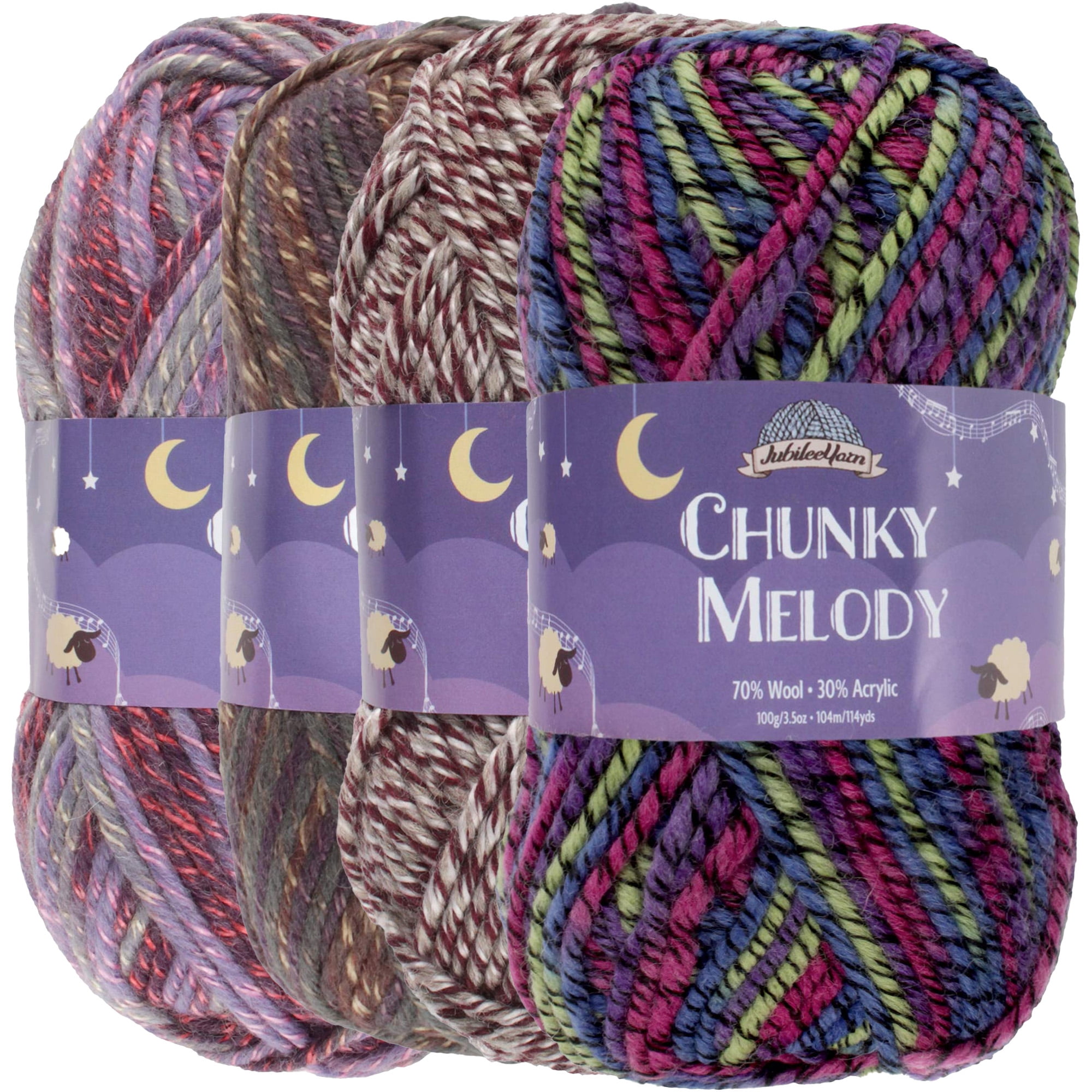 JubileeYarn Chunky Melody Yarn - 100g/Skein Bulky Wool Blend - Shades ...
