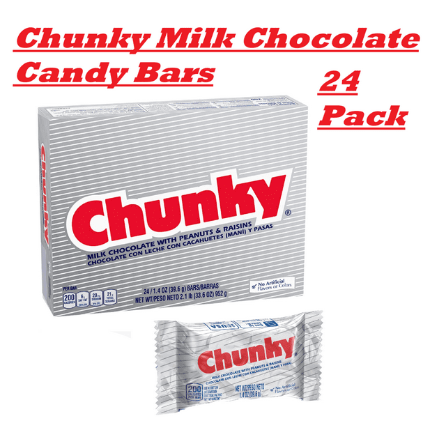 Chunky Milk Chocolate Candy Bars, Bulk 1.4 Ounce Pack of 24 - Walmart.com